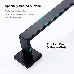BANOLUX Bath Towel Holder Thicken 24 Inch Single Towel Bar for Bathroom, Bathroom Accessories Heavy Duty Wall Mounted, Matte Black