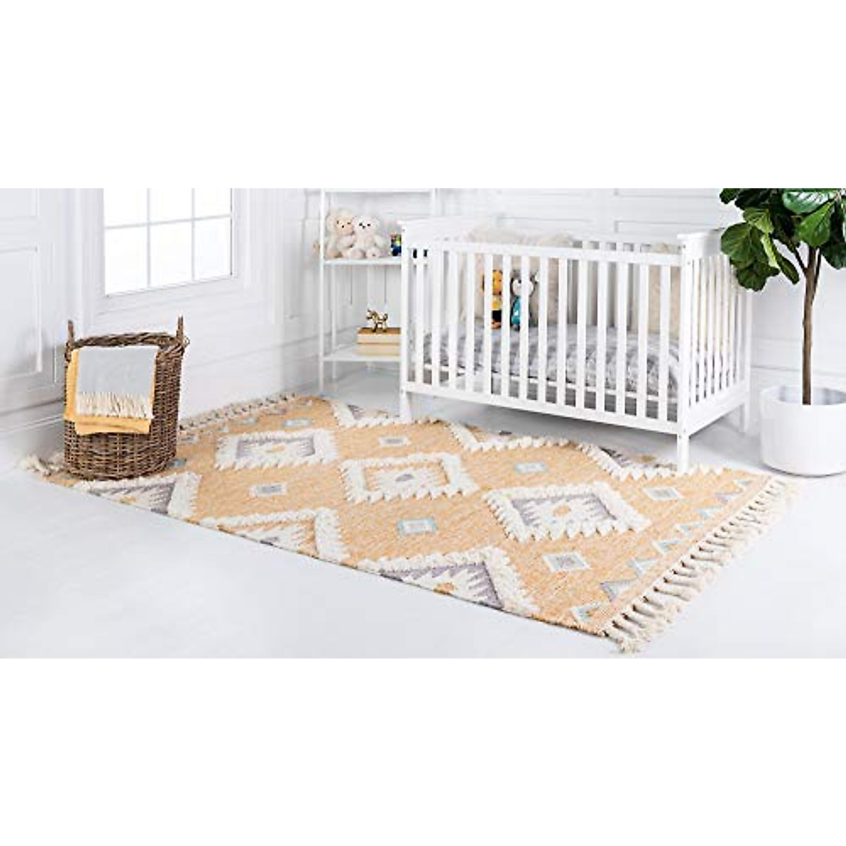 Unique Loom Mesa Collection Geometric, Natural Fibers, Southwestern, Bohemian Area Rug (2' 0 x 3' 0 Rectangular, Yellow/ Ivory)