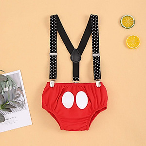 IBTOM CASTLE Baby Boys One Year Old Birthday Cake Smash Outfit Romper Bloomers Suspenders 3PCS Photo Props Funny First Birthday Clothes Set Black-My 1st Birthday 12-18 Months