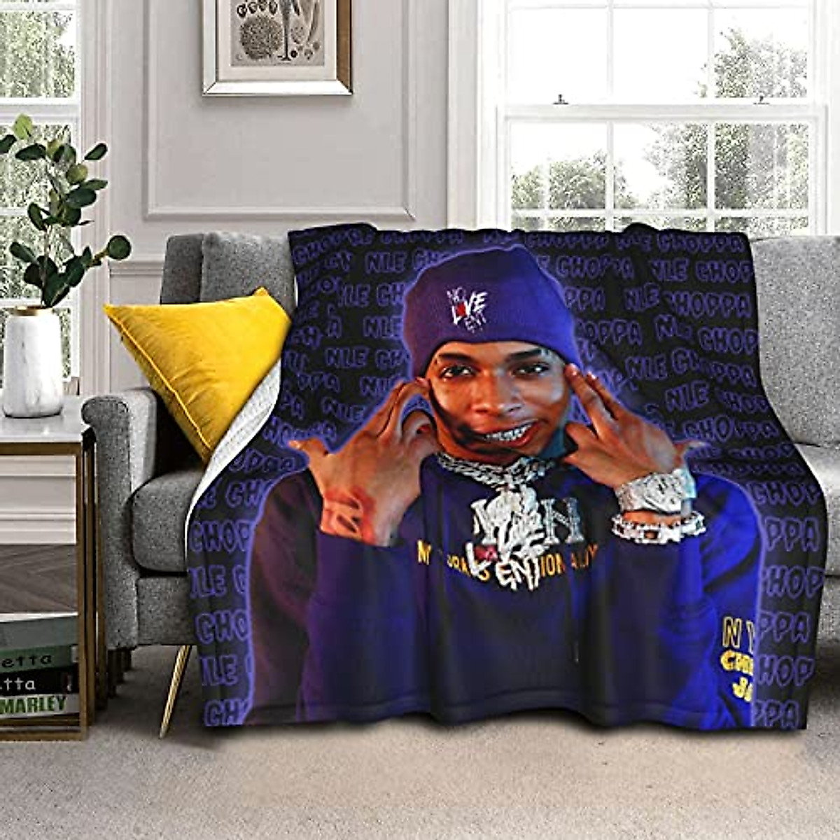 NLE Choppa Blanket Rug Soft Throw Fleece Blankets for Gift Bed Sofa 50"X40" Lightweight Flannel Blanket Bedding