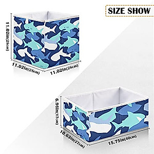 xigua Shark Rectangle Storage Bin Large Collapsible Storage Box Canvas Storage Basket for Home,Office,Books,Nursery,Kid's Toys,Closet