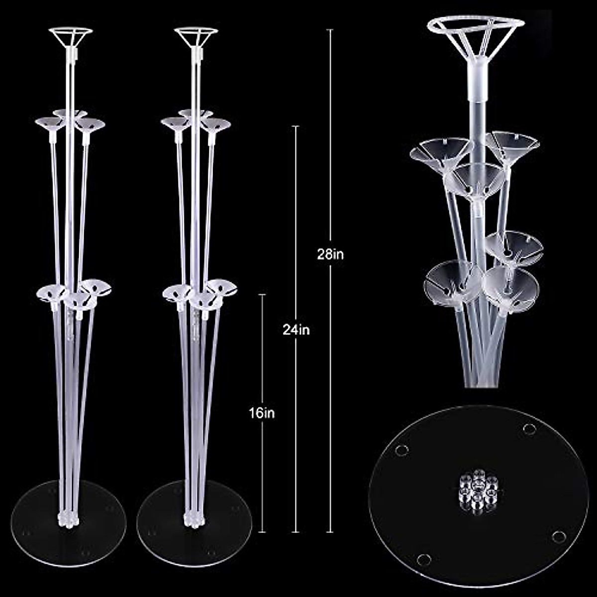 Balloon Stand Kit - Tinabless 2 Sets of Clear Table Desktop Balloon Holder with 7 Balloon Sticks,7 Balloon Cups and 1 Balloon Base for Birthday | Wedding Party, Holidays, Anniversary Decorations