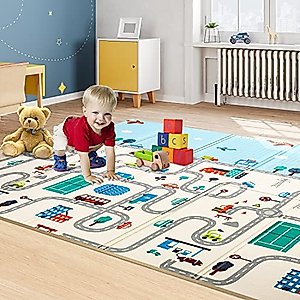 Foam Crawling Mat Baby Folding Play Mat Kids Reversible Extra Large Non Toxic Waterproof Infants Rug Toddler for Picnic Outdoor Playroom