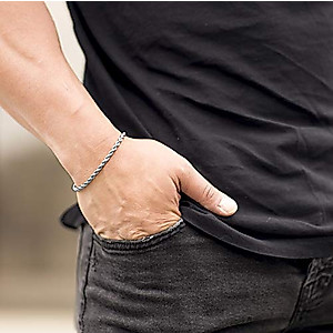 LIFETIME JEWELRY 4mm Rope Chain Bracelet 24k Real Gold Plated for Women and Men (White Gold, 9 inches)