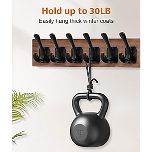 Optish 6 Pack Black Coat Hooks Wall Mount, Heavy Duty Wall Hooks for Hanging, Backpack Hooks for Wall, Metal Towel Hooks for Hanging Hat, Purse, Robe