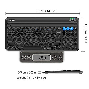 Arteck Wireless Bluetooth Keyboard for Windows, iOS, Android, Computer, Laptop, Smartphone - Multi-Functional with Built-in Cradle