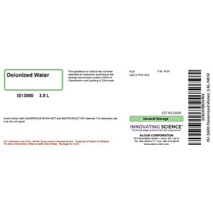 Deionized Water, 3.8L (1 Gallon) - Biotechnology (Reagent) Grade - Demineralized - IS13000 - The Curated Chemical Collection by Innovating Science