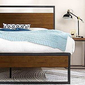 ZINUS Suzanne 44 Inch Bamboo and Metal Platform Bed Frame / Solid Steel Construction / No Box Spring Needed / Wood Slat Support / Easy Assembly, Chestnut Brown, King