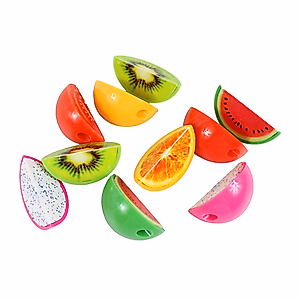 Xiaoyu 15PCS Creative Stationery Cartoon Fruit Shape Plastic Pencil Sharpener for School, Office, Christmas Gift (Colors May Vary)