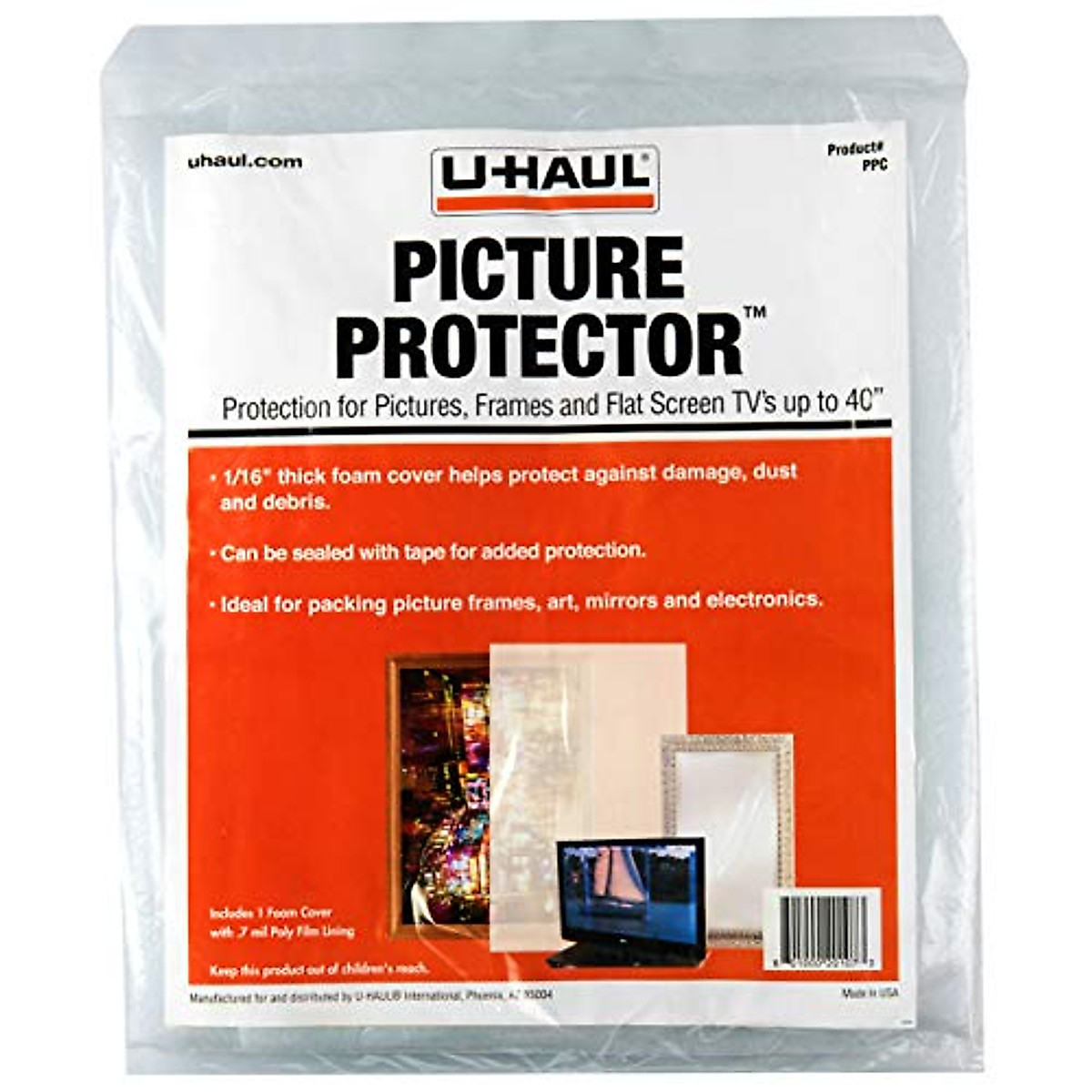 U-Haul Picture Protector - Foam Cover for Artwork, Pictures, Mirrors, TVs, Monitors up to 40" - 42" x 38" Cover