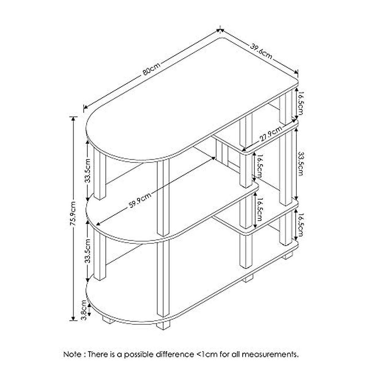 Furinno Turn-S-Tube Round Corner Storage Shelf, Espresso