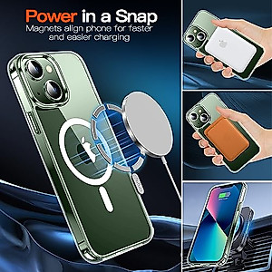 Redpepper Magnetic for iPhone 13 Mini case[Compatible with Magsafe][Tempered Screen Protector][Non-Yellowing] Slim Shockproof for iPhone 13 Mini Phone case Cover 5.4 Inch-Clear