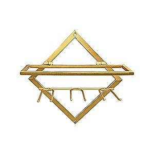 Wall Mounted Wine Rack, Foldable Metal Wine Bottle Racks with 3 Stemware Holders, Hanging Shelf for Home, Kitchen, Bar Wall Decor (Gold)