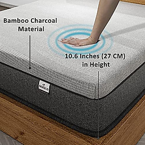 SEMIELO Queen Mattress, 10 Inch Memory Foam Hybrid Mattress/CertiPUR-US Certified/Bed in a Box/Pressure Relieving/Bamboo Charcoal Cover, Medium Firm Innerspring Mattress with Pocket Springs