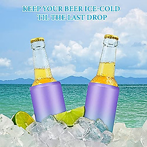 Slim Can Cooler, 12oz Skinny Can Cooler Insulated To Keep Your Drink Cold, Can Holder Sleeve for Slim Beers, Hard Seltzers, Beverages and Soda (Gradient Purple)