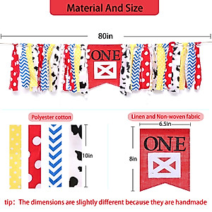 WAOUH Farm High Chair Banner for 1st Birthday - First Baby Birthday Party Theme Decoration, Fabric Garland Cake Smash Photo Prop,Birthday Souvenir and Gifts (Red Birthday Banner)