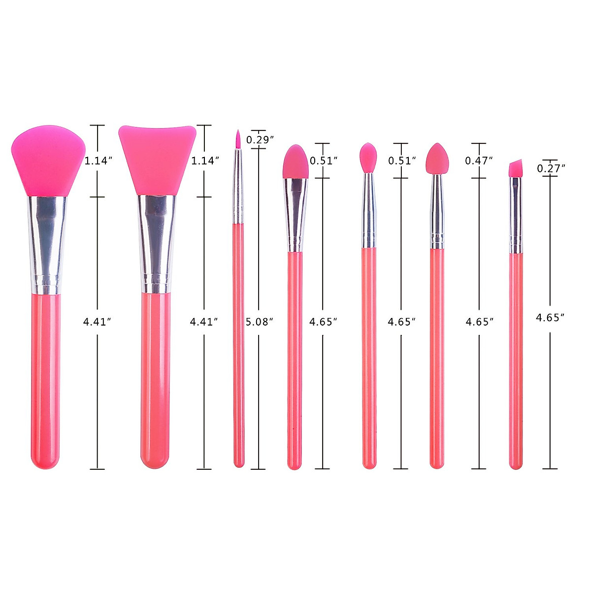 LORMAY 7 Pcs Silicone Brush applicator kit for UV Resin Epoxy Art Crafting and Cream Makeup Products (Red)