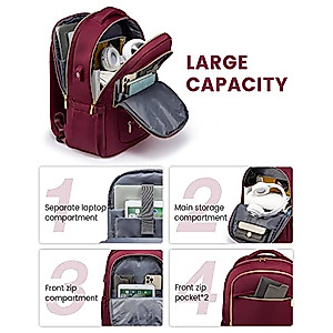 LOVEVOOK Laptop Backpack for Women, Slim Business Laptops Bag with Separate Computer Compartment Stylish Daypack for College Work Travel, Fits 15.6" Laptop