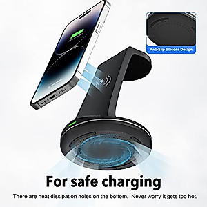 FEANS Wireless Charger 3 in 1 Fast Charging Station Wireless Charger Stand for iPhone 14/13/12/11/Pro/Max/XS/XR/8/Plus/SE, Samsung, for Apple Watch 8/7/6/5/4/3/2/1/SE, for AirPods 3/2/Pro with Adapter