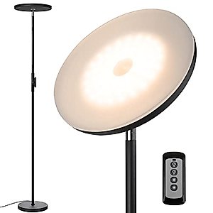 JOOFO Floor Lamp,30W/2400LM Sky LED Modern Torchiere 3 Color Temperatures Super Bright Floor Lamps-Tall Standing Pole Light with Remote & Touch Control for Living Room,Bed Room,Office (Black)