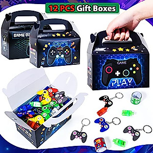 Golray 72Pcs Video Game Party Favors Kids Boy Gamer Birthday Gift with Box VIP Pass Holder LED Glasses Rings Toys for Teen Men Game On Birthday Party Supplies Decorations Pinata Goodie Bag Stuffers
