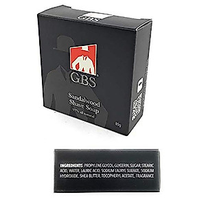 GBS Men's Sandalwood Shaving Soap 97% All Natural Enriched With Shea Butter and Glycerin, Creates Rich Lather Form, 3 Oz Pack of 1(1 Sandalwood Round Shaving Soap)