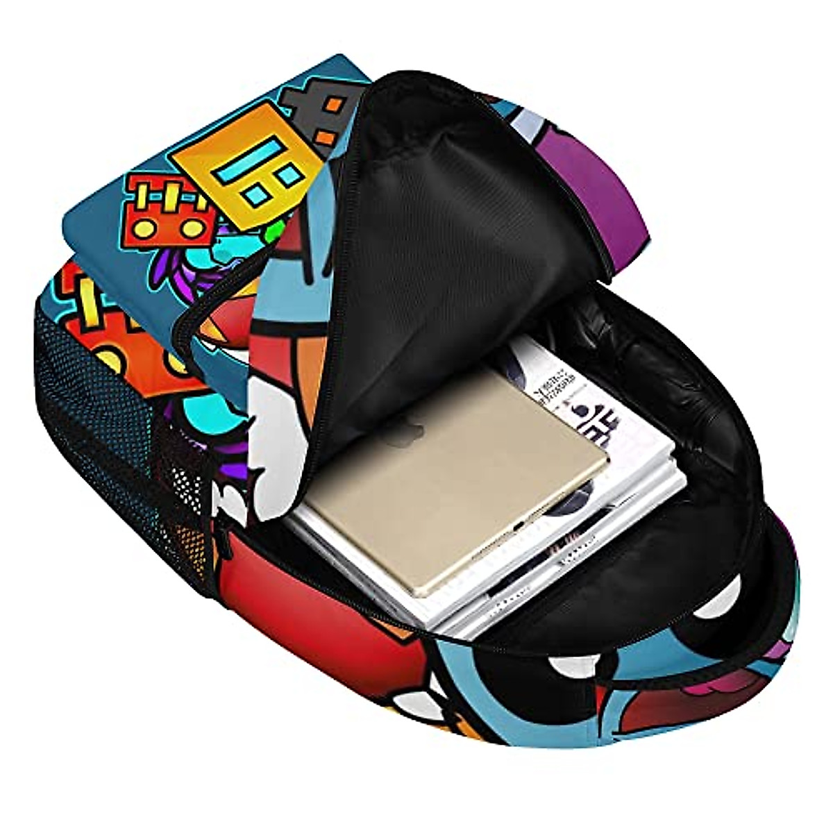 ELENAYAH Geometry Old School Gaming Backpack Kids School Bag Lightweight Daypack Travel Laptop Bag Women Men Bookbags