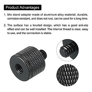 MECCANIXITY Mic Stand Adapter M6 Female x 1/4 Male Camera Screw Thread Adapter for Microphone Tripod Stand Black