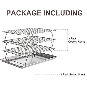 Blackhoso 3-Tier Cooling Rack with Baking Sheet for Cookies Cakes Pies, Baking Jerky Rack 304 Stainless Steel, Oven & Dishwasher Safe