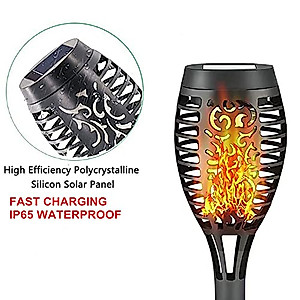 Jumyshe Solar Outdoor Lights,Large Solar Torch Lights with Flickering Flame, Christmas Waterproof Landscape Decoration LED Torch Lights for Garden/Yard/Pathway Decorations-6 Pack Warm Light