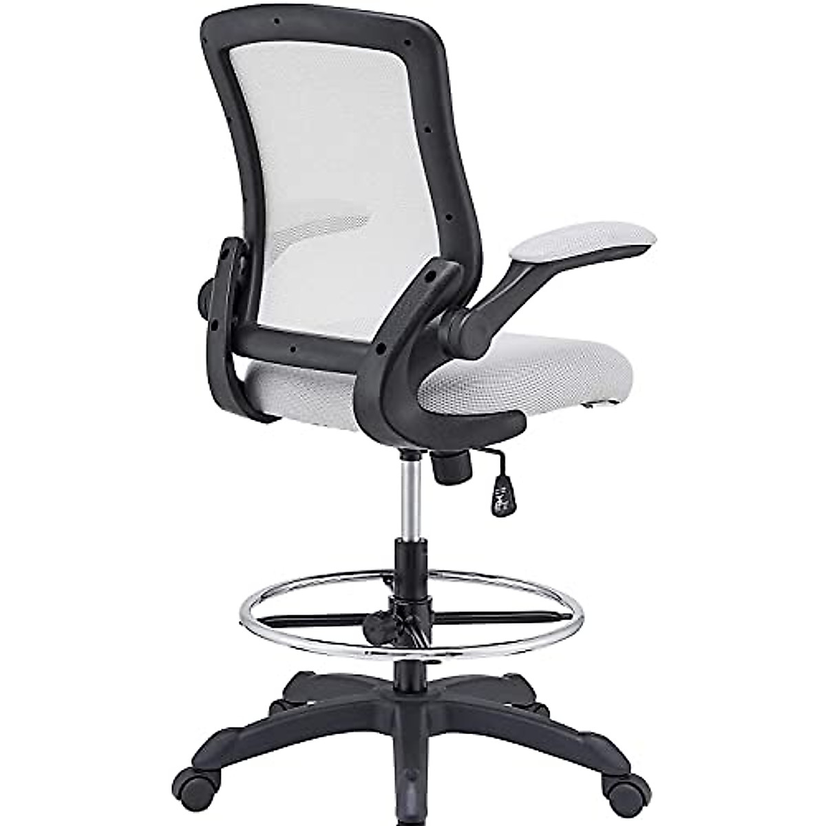 Modway MO-EEI-1423-GRY Veer-Reception Desk Flip-Up Arm Drafting Chair, 22.5"L x 25.5"W x 41.5-50"H, Gray