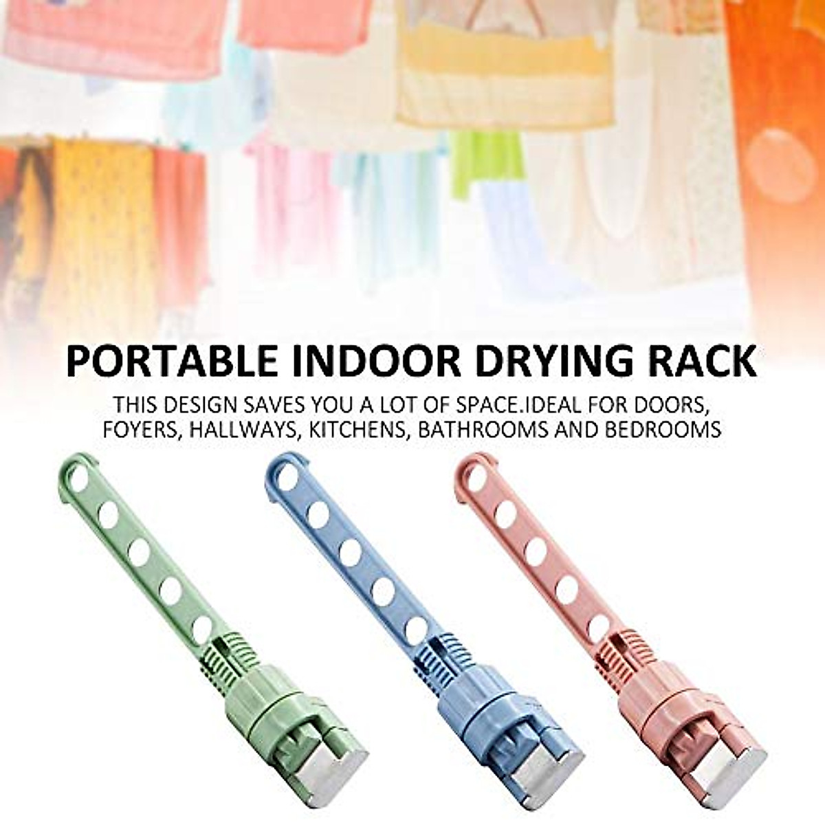Folding Clothes Hanger,Wonder Multi-Function Plastic Clothes Hangers, Retractable Clothes Indoor Rack Drying Rack, Portable Drying Rack ,Plastic Clothes Hanger Storage for Indoor Balcony Window