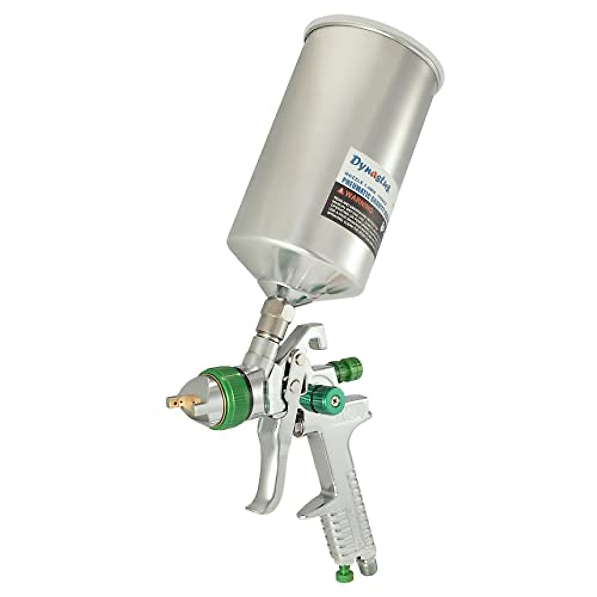 Dynastus 1 Quart Gravity Feed Paint Pot Aluminum Spray Gun Cup with Nylon Snug Fitting Press Fit Lid, 3/8" Attachment Thread