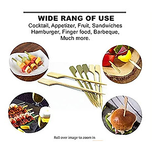6 inch(200 Pack) Bamboo Wooden Paddle Picks Skewers for Cocktail，Appetizers，Fruit Kabobs，Sandwich，Barbeque Snacks…