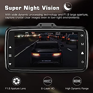 Dash Cam 4K, Dash Camera for Cars 2160P Dash Cam Front Car Camera with WiFi/App Dash Cam for Trucks Dashcams with Super Night Vision, Loop Recording, 24 Hours Parking Mode, G-Sensor, Support 512GB Max