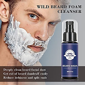 Beard Kit, Men’s Gifts Set w/Beard Conditioner, 2 Packs Beard Growth Oil, Beard Wash/Shampoo, Brush, Comb, Scissors, Bag, e-Book, Mustache Grooming Care Gifts for Him Dad Boyfriend Birthday Christmas
