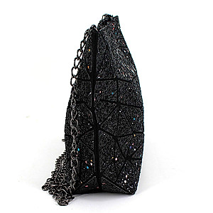 Sun Kea Geometric Shoulder Handbags Women Laser PU Cross-Body Bag Clutch Purse (Laser)