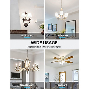 KINDEEP LED Candelabra Light Bulbs Dimmable 60 Watt Equivalent, Daylight 5000K, 600LM, E12 Candle Bulb Base 6W Ceiling Fan Lightbulbs Type B Bulb for Chandelier, Wall Sconces, 6 Pack