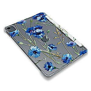 Cute Blue Flowers Cute Art case Compatible with iPad Mini Air Pro 7.9 8.3 9.7 10.2 10.9 11 12.9 inch Pattern Cover New 2022 2021 Trifold Stand 3 4 5 6 7 8 9 Generation 412 (10.2" 7/8/9 gen)