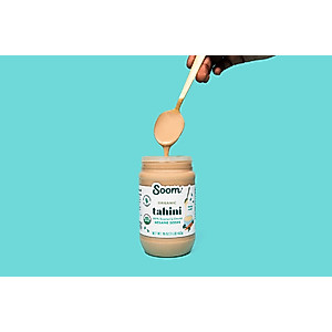 Soom Foods Organic Tahini 16oz (2 Pack) | Roasted & Ground Sesame Seed Paste | Creamy Texture for Hummus, Sauces, Dips, Salad Dressings | Vegan, Peanut-Free, Nut-Free, Gluten-Free, Dairy-Free, Keto, Paleo, Kosher | All-Natural