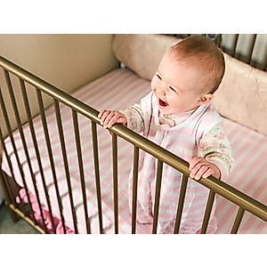 BaeBae Goods Fitted Baby Crib Sheets for Girls, 3 Pack, Soft and Breathable Jersey Cotton, Pink and White, Cute Girly Nursery Mattress Bedding, Universal Fit