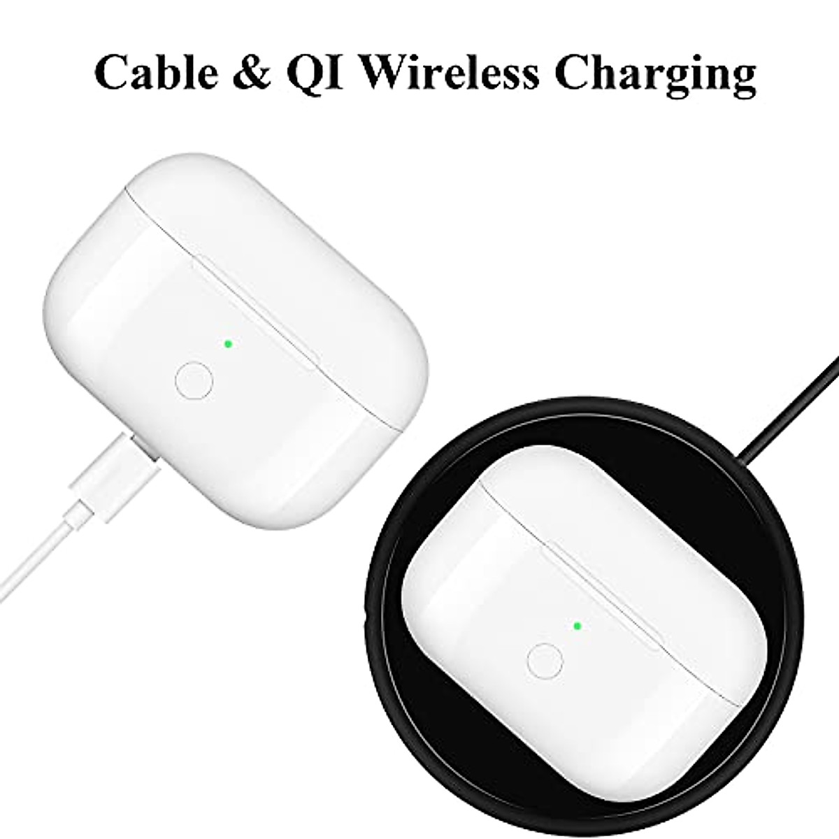 Charging Case Replacement Compatible for AirPod Pro, Wireless Charger Case with Bluetooth Pairing Sync Button, No Earbuds, White