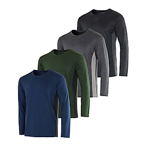 4 Pack:Boys Youth Active Wear Athletic Quick Dry-Fit Moisture Wicking Performance Basketball Gym Essentials Sport Long Sleeve Crew Undershirt Tee Top Top-Set 7, Large -(10,12)