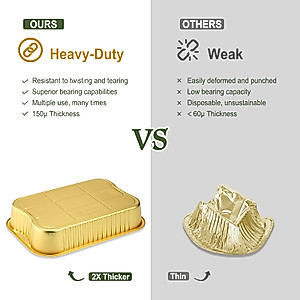 MESTAEK 13"x 8.9" 7.5LB Sturdy Aluminum Foil Pans with Lids and Handle (5 Pack), 2X Thicker Heavy Duty, Dishwasher, Reusable Microwavable for Cooking, Baking, Reheating, Freezer, Oven, Recyclable