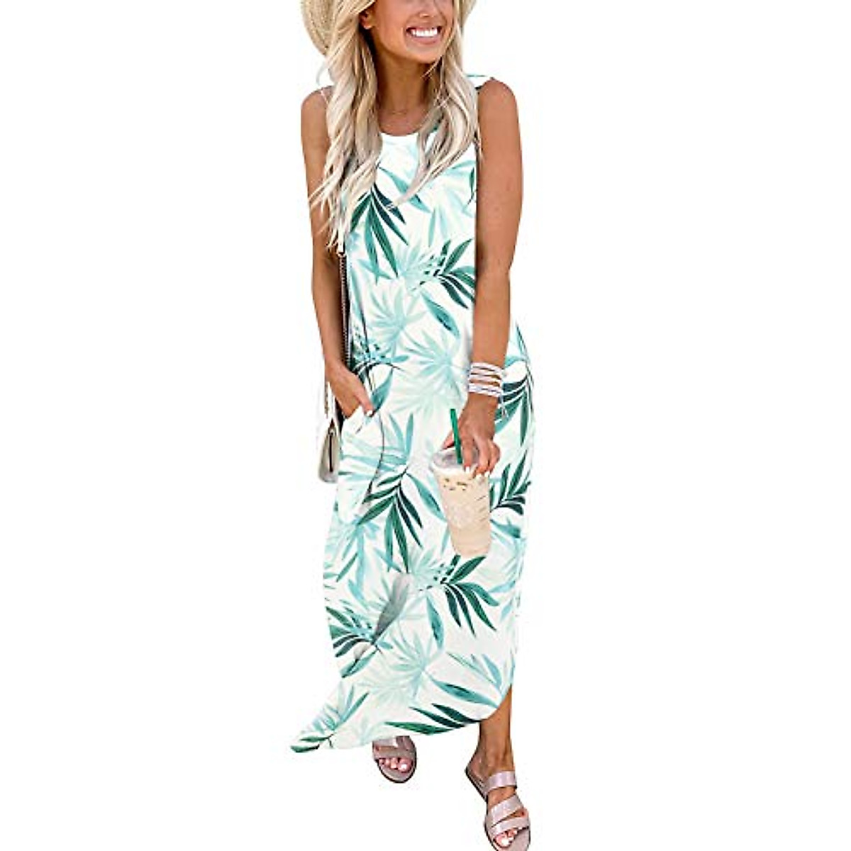 ANRABESS Women's Sleeveless Summer Loose Floral Print Maxi Dresses Casual Long Dresses with Pockets A19zhuyelv-M