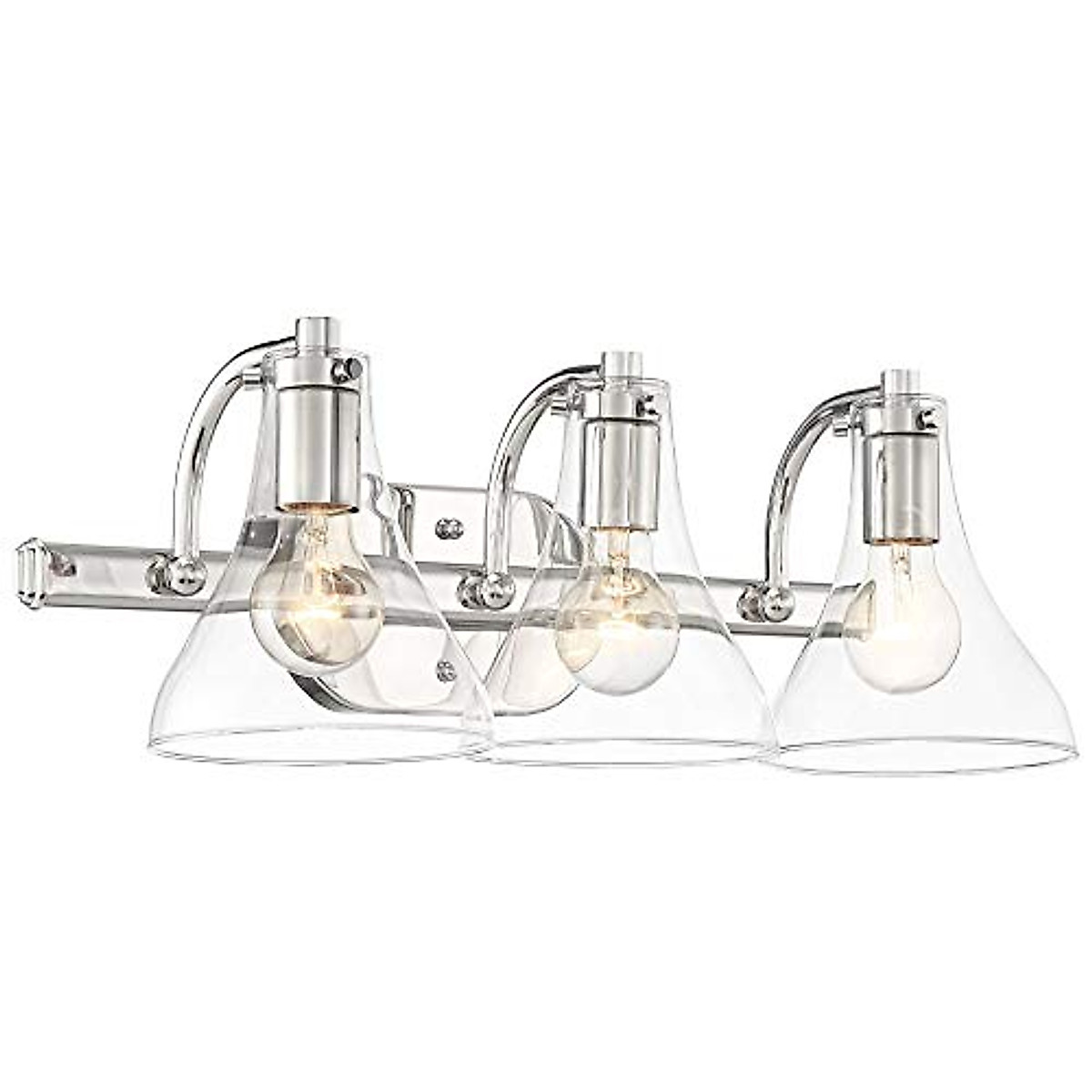 Possini Euro Design Sorren Industrial Modern Wall Light Polished Chrome Silver Hardwired 20 1/2" 3-Light Fixture Curving Clear Glass Shade for Bedroom Bedside Bathroom Vanity Living Room Hallway