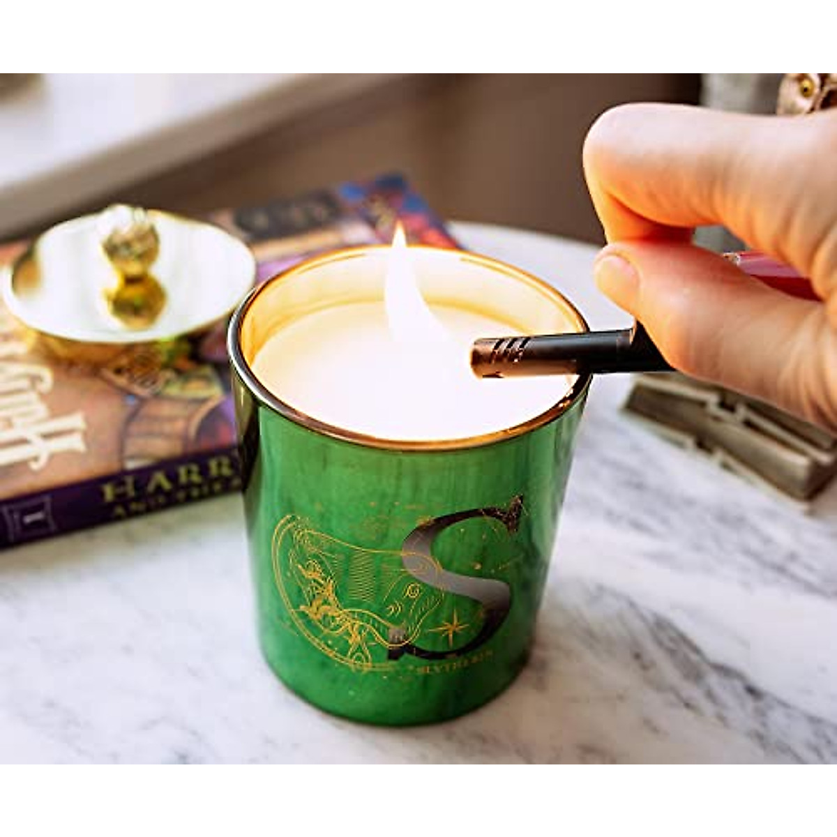 Harry Potter House Slytherin Premium Scented Soy Wax Candle with Unique Aromatic Fragrance | 50-Hour Burn Time | Home Decor Housewarming Essentials, Wizarding World Hogwarts Gifts and Collectibles