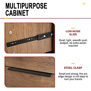 GREATMEET Wood File Cabinet with 2 Drawers, 2 Drawer Wooden File Cabinet with Hanging Bars for Letter, Wood Storage Filing Cabinet for Home Office, Brown