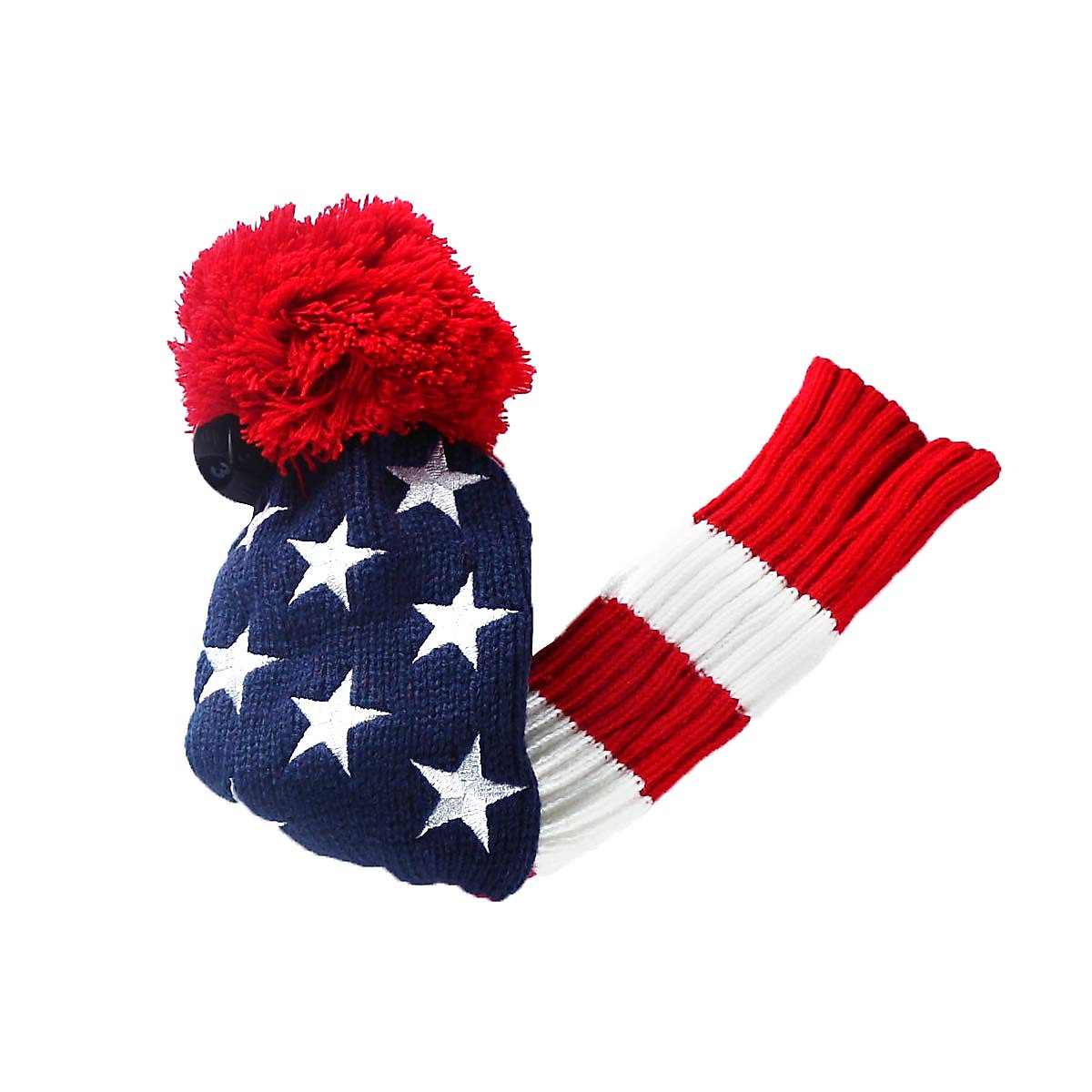 PINMEI Golf Headcover Knitted Golf Club Head Covers Set of 3,fit for Driver,Fairway Wood, Hybrid Head Cover Headcover for Callaway Mizuno Cobra Taylormade (US Star)