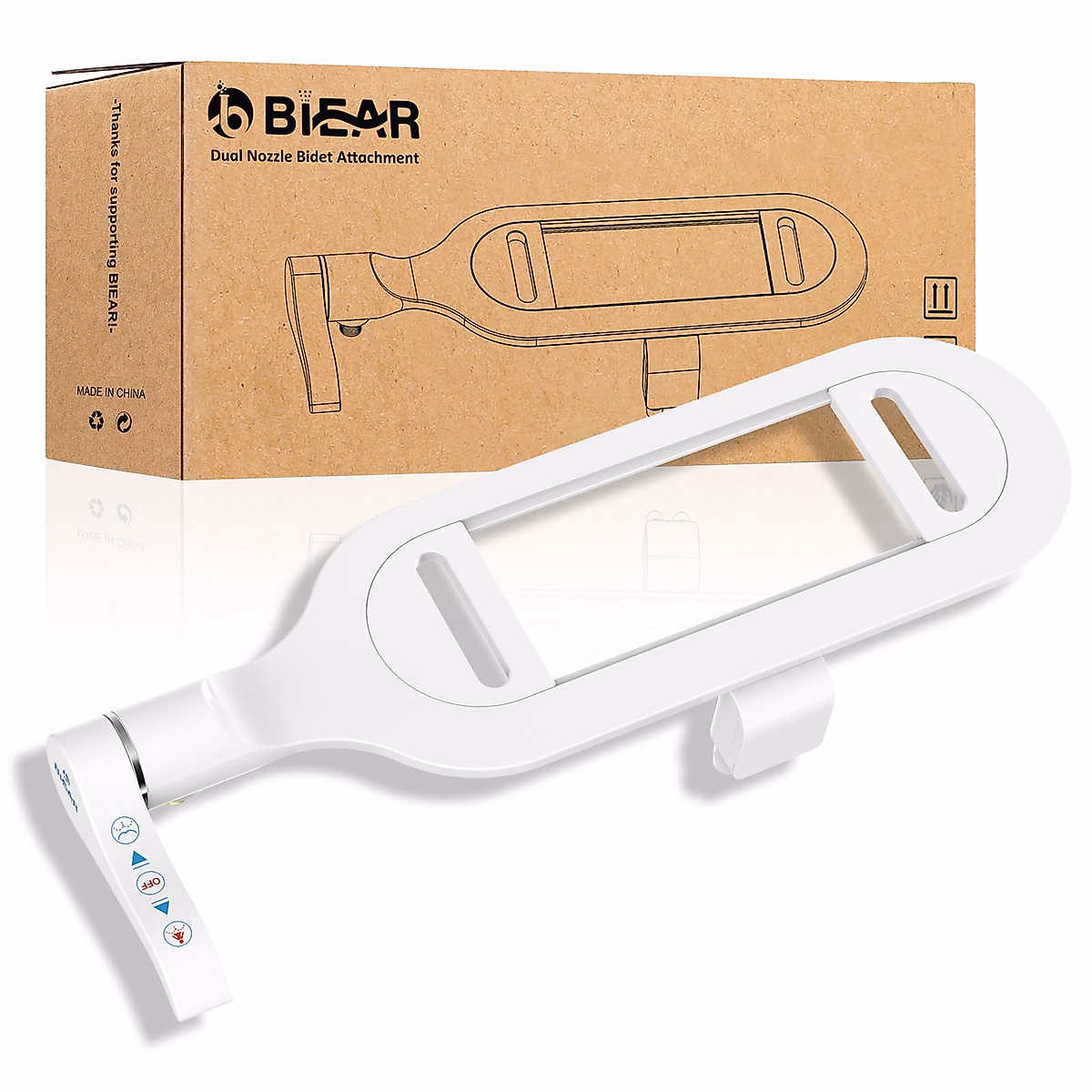 6mm Slim Bidet, Bidet Attachment for Toilet, Bidet Toilet Seat Sprayer Jet with Dual Nozzles Front & Back Washing for Women Men Easy Use Right Handle Non-Electric Fresh Cold Water Bidet